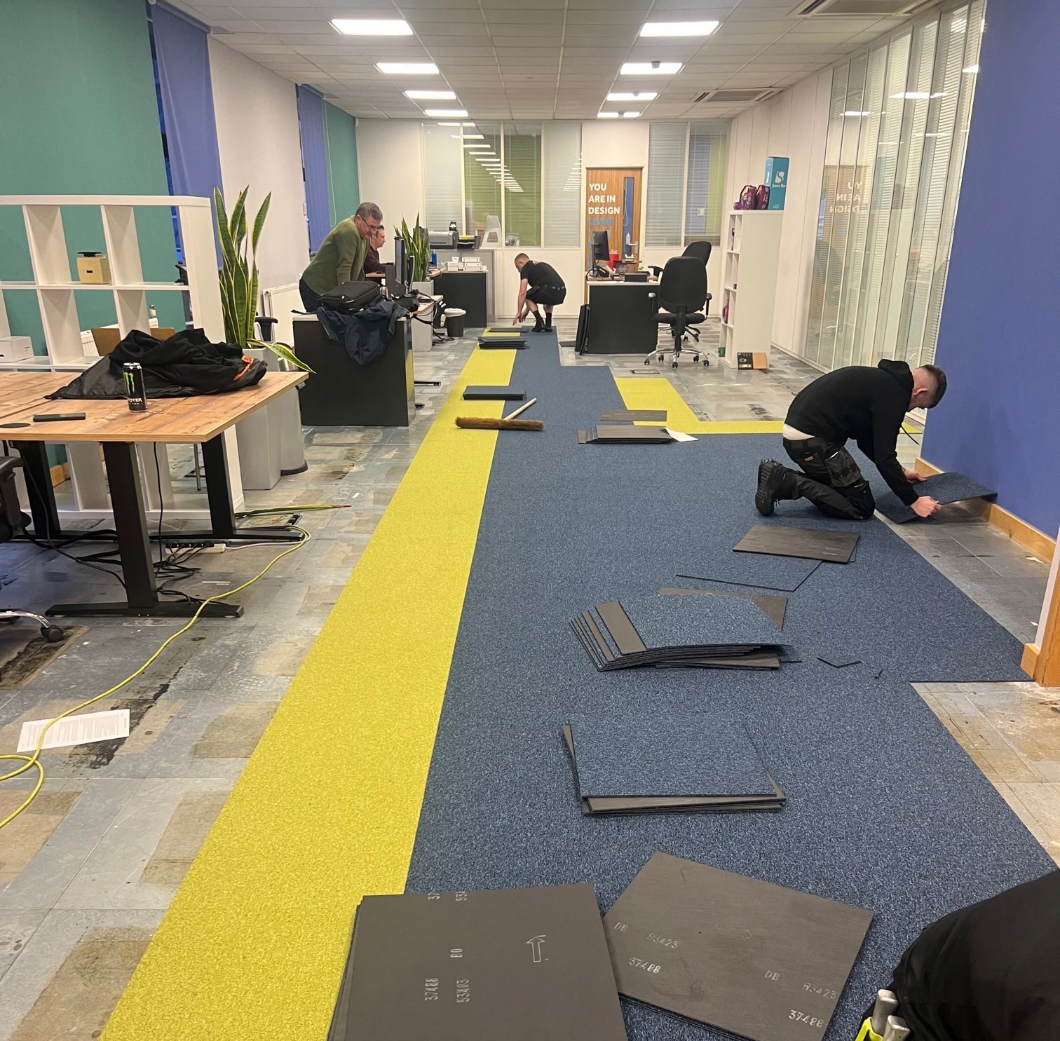 installing JHS triumph loop carpet tile - DCS Flooring Ltd